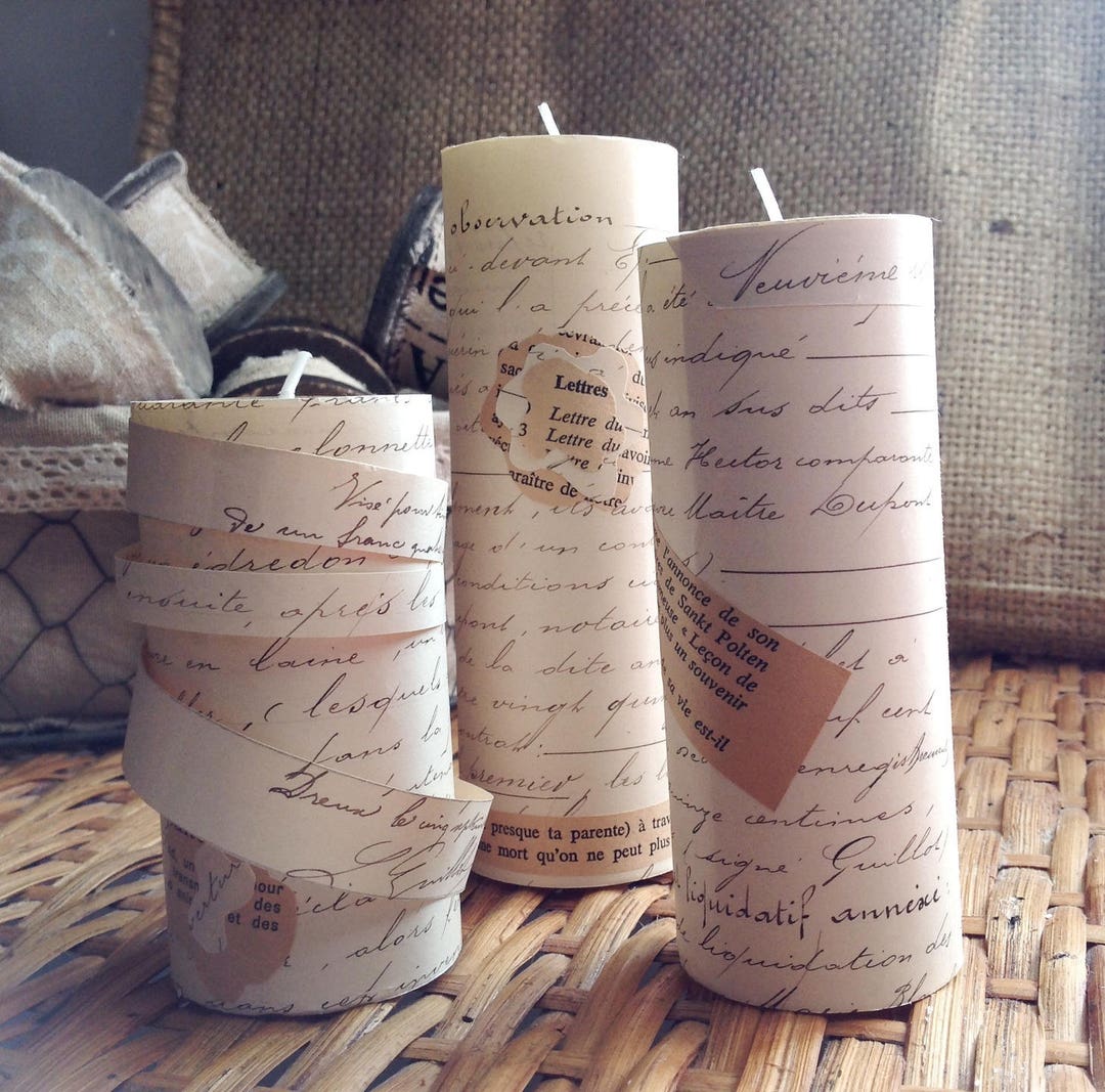 3 Candles of Yesteryear and Old Paper for Your Interior Decoration - Etsy