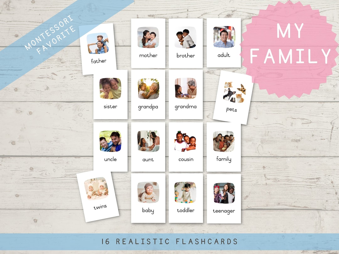 My Family Flashcards for Kids Real Pictures Instant Download - Etsy