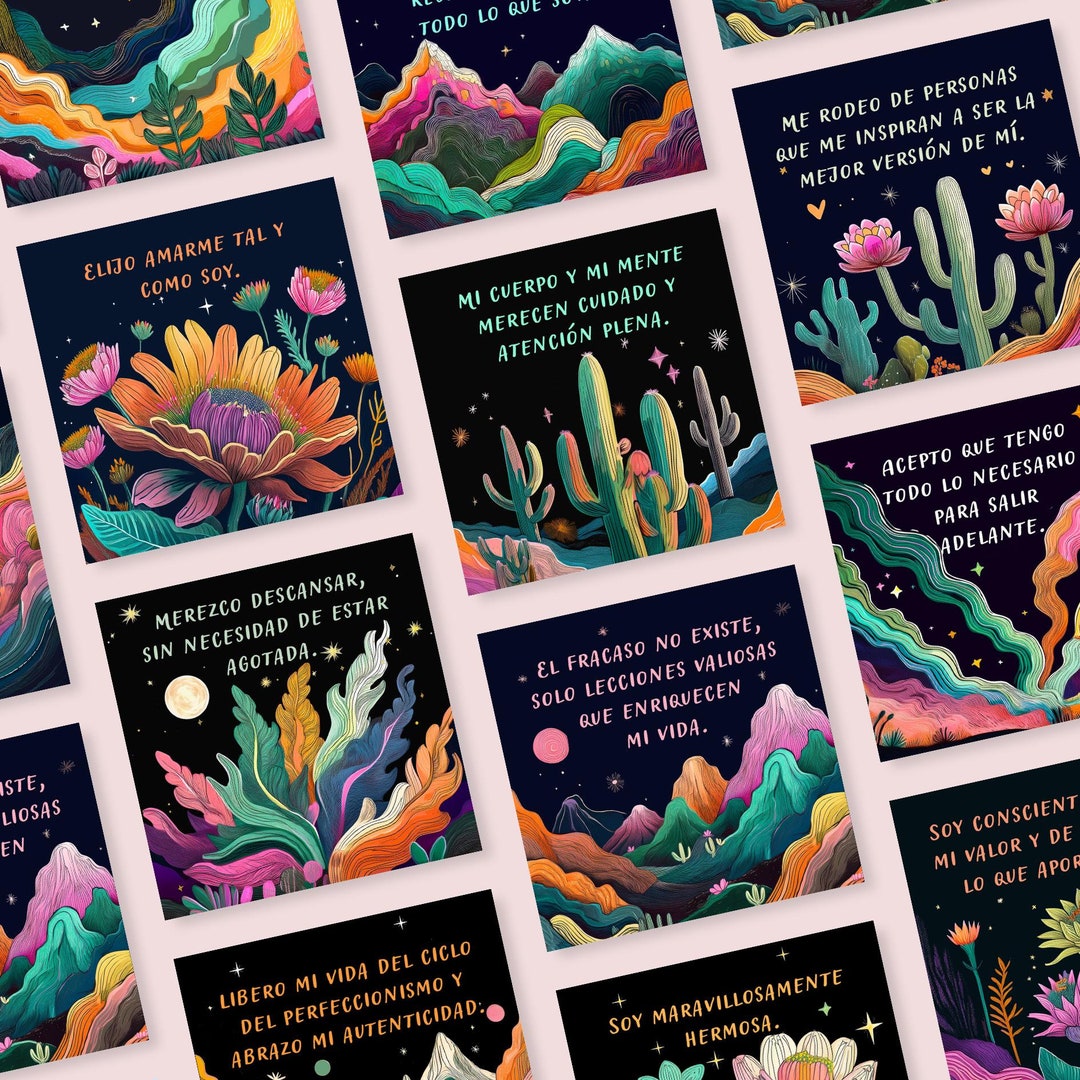 Vibrant Spanish Affirmation Cards for Latinas Mystical Desert Night ...