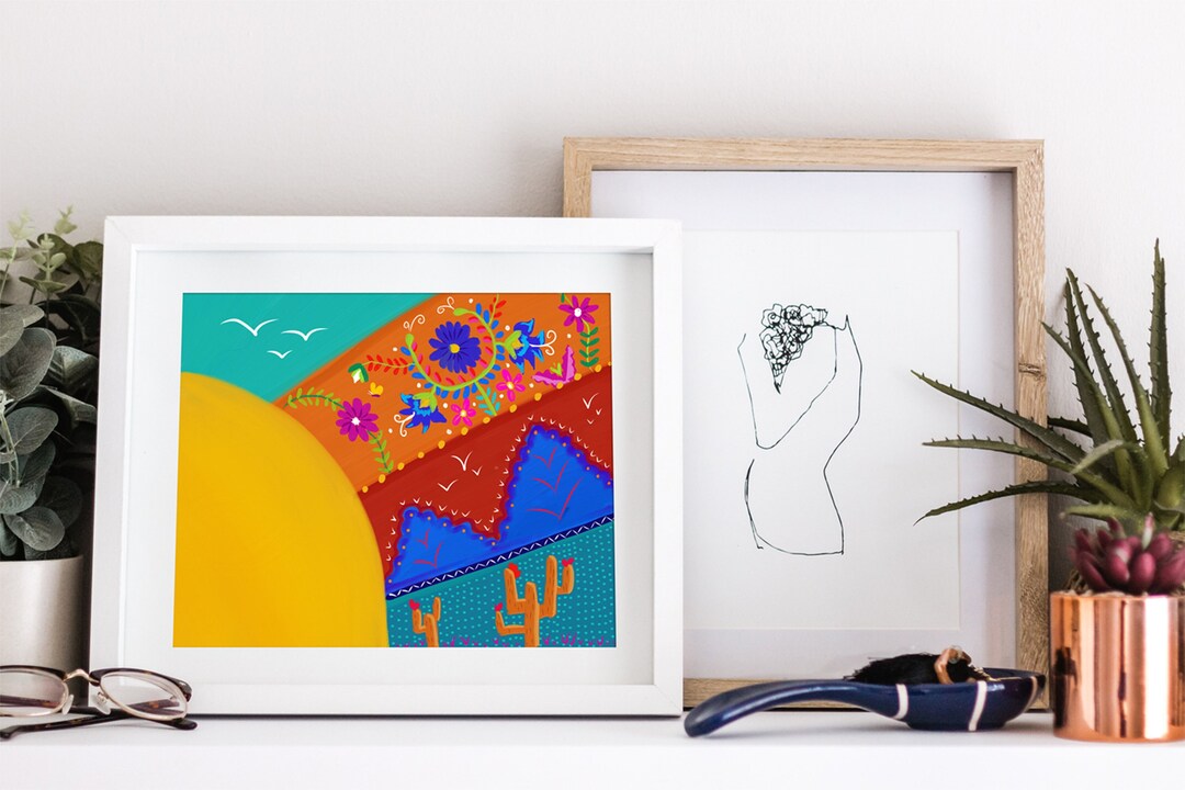 Mexican Folk Art, Mexican Sun Printable Art, Mexican Oil Painting ...