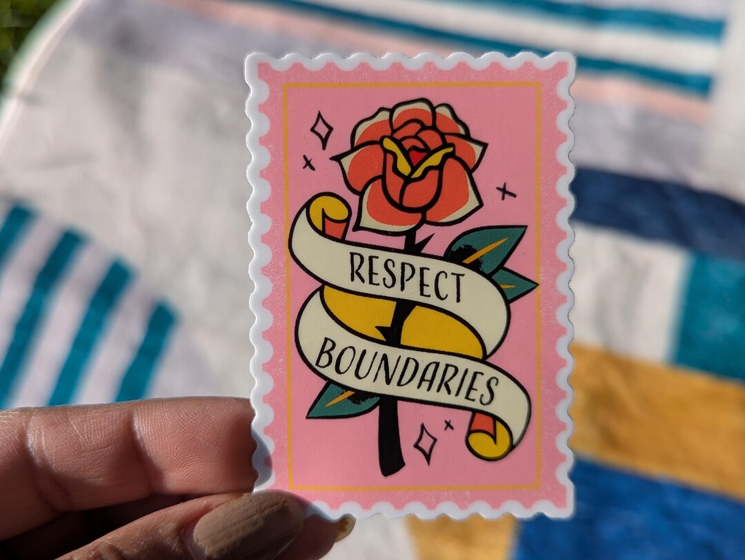 Respect Boundaries Sticker | Retro Rose Vinyl Sticker | Feminist Die ...