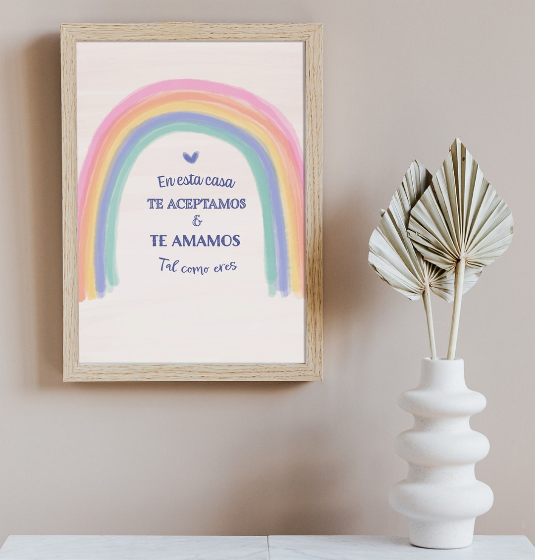 LGBTQ Pride Rainbow With Inspirational Quote in Spanish, in This House ...