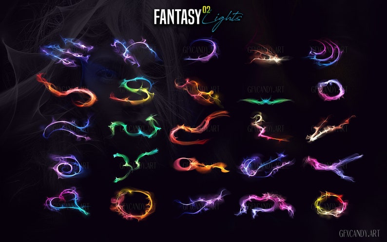 Fantasy Lights Overlays 02, Ignite Your Imagination! 100 Hi-res Hand ...