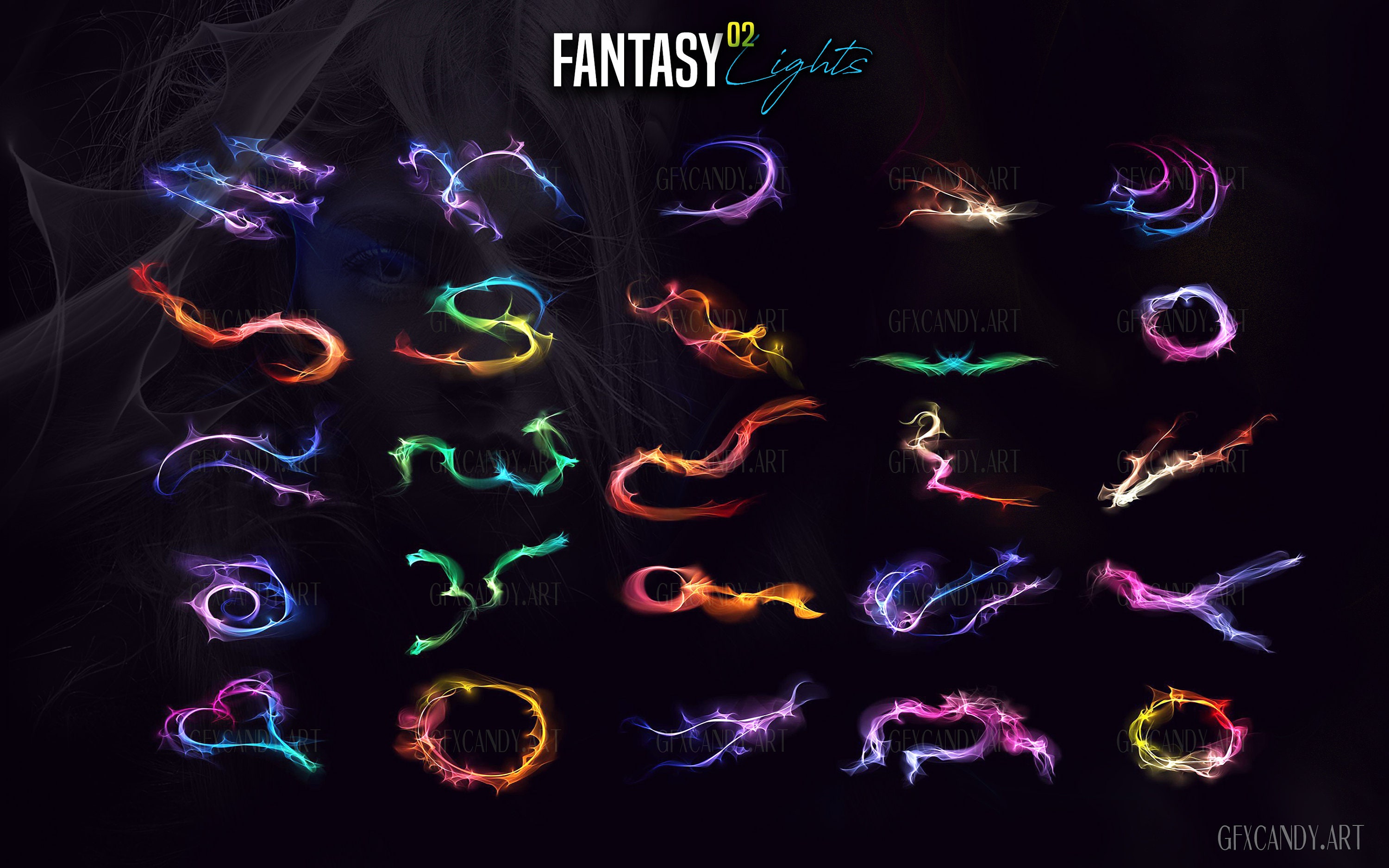 Fantasy Lights Overlays 02, Ignite Your Imagination! 100 Hi-res Hand ...