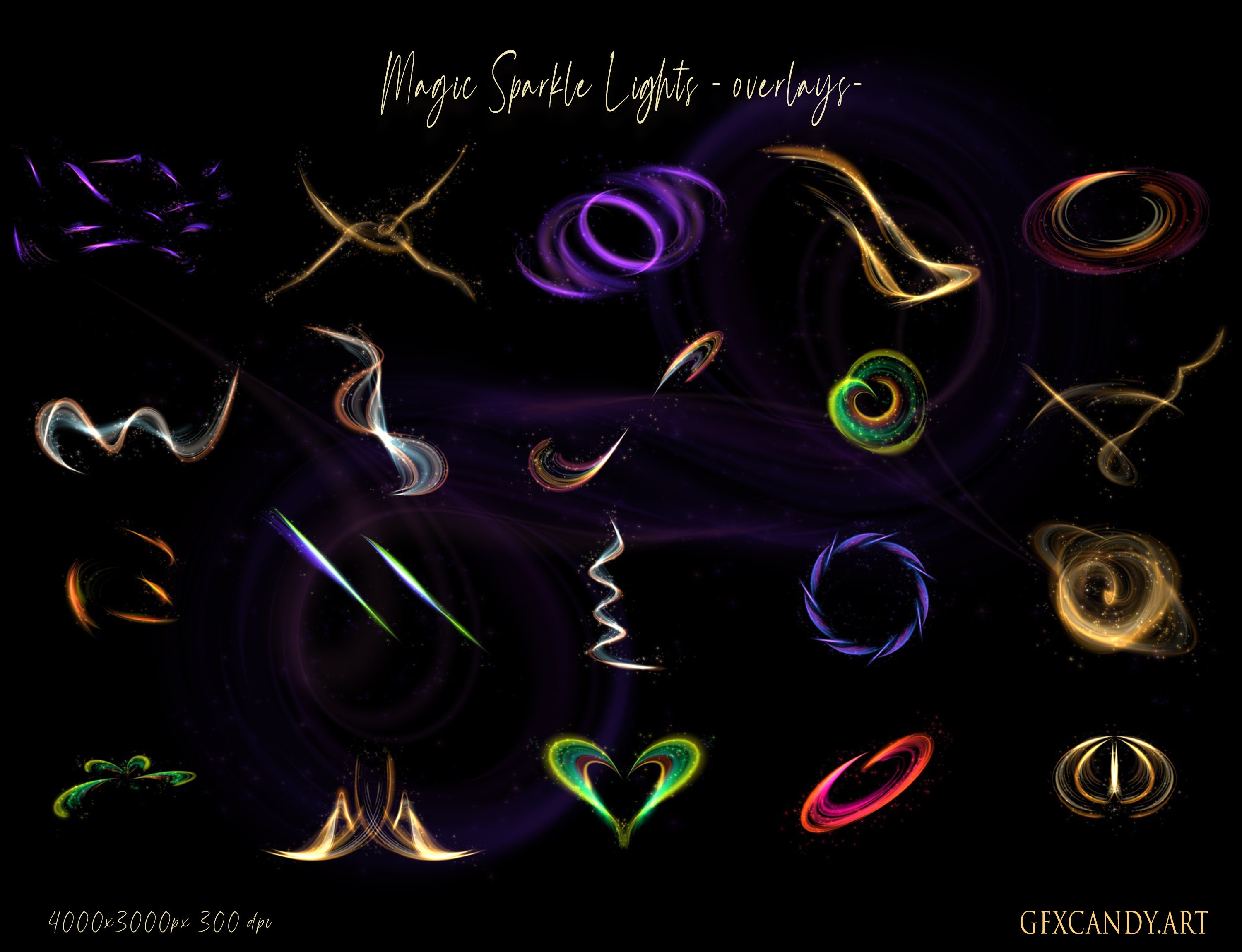 200 Magic Sparkle Light Overlays, PNG LIGHT EFFECTS, Magic Light ...