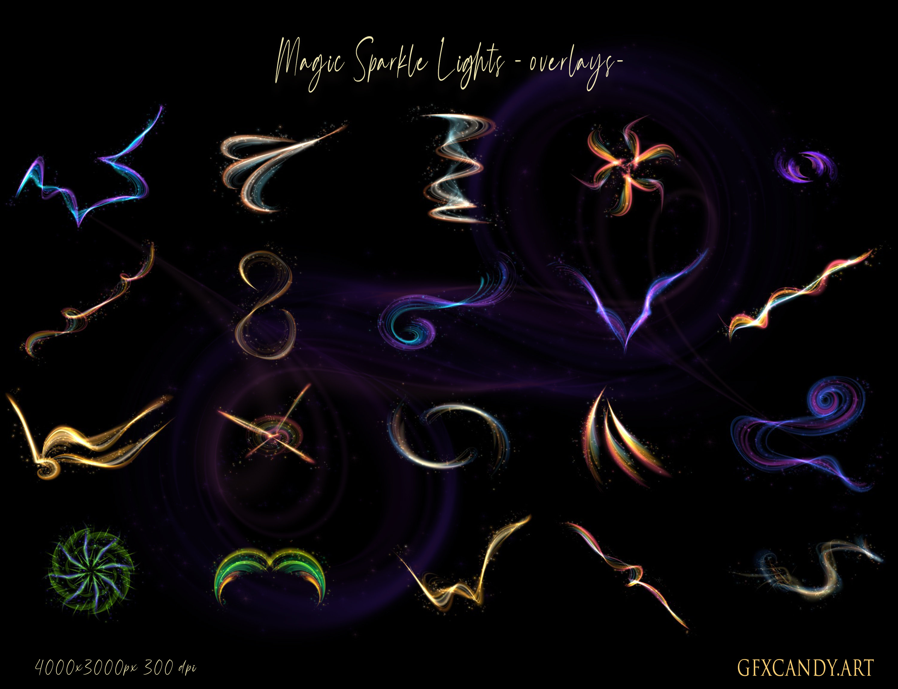 200 Magic Sparkle Light Overlays, PNG LIGHT EFFECTS, Magic Light ...