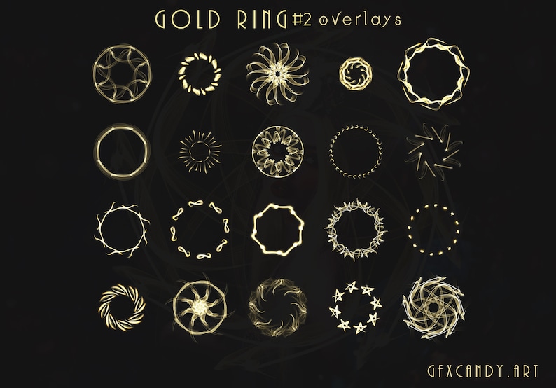 40 Gold Light Ring Overlays, Portrait Ring Frames, Transparent PNG ...