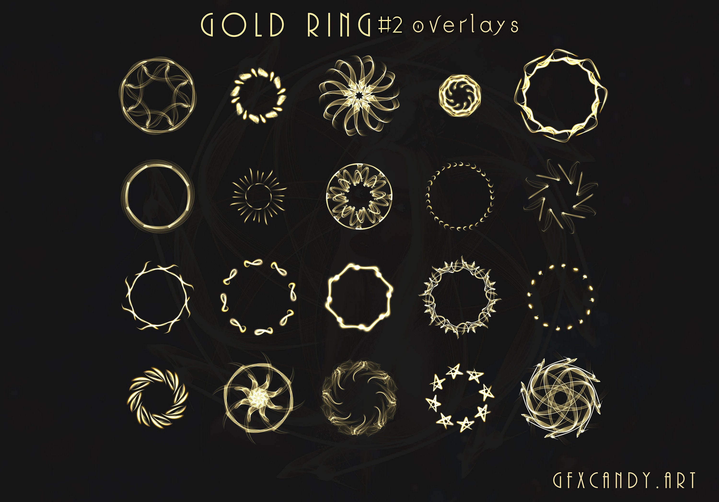 40 Gold Light Ring Overlays, Portrait Ring Frames, Transparent PNG ...