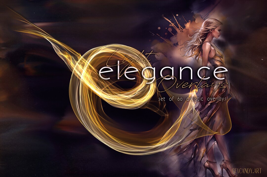 Light Elegance Overlays, 60 Hi-res Hand-drawn Light Swirls, PNG Light ...