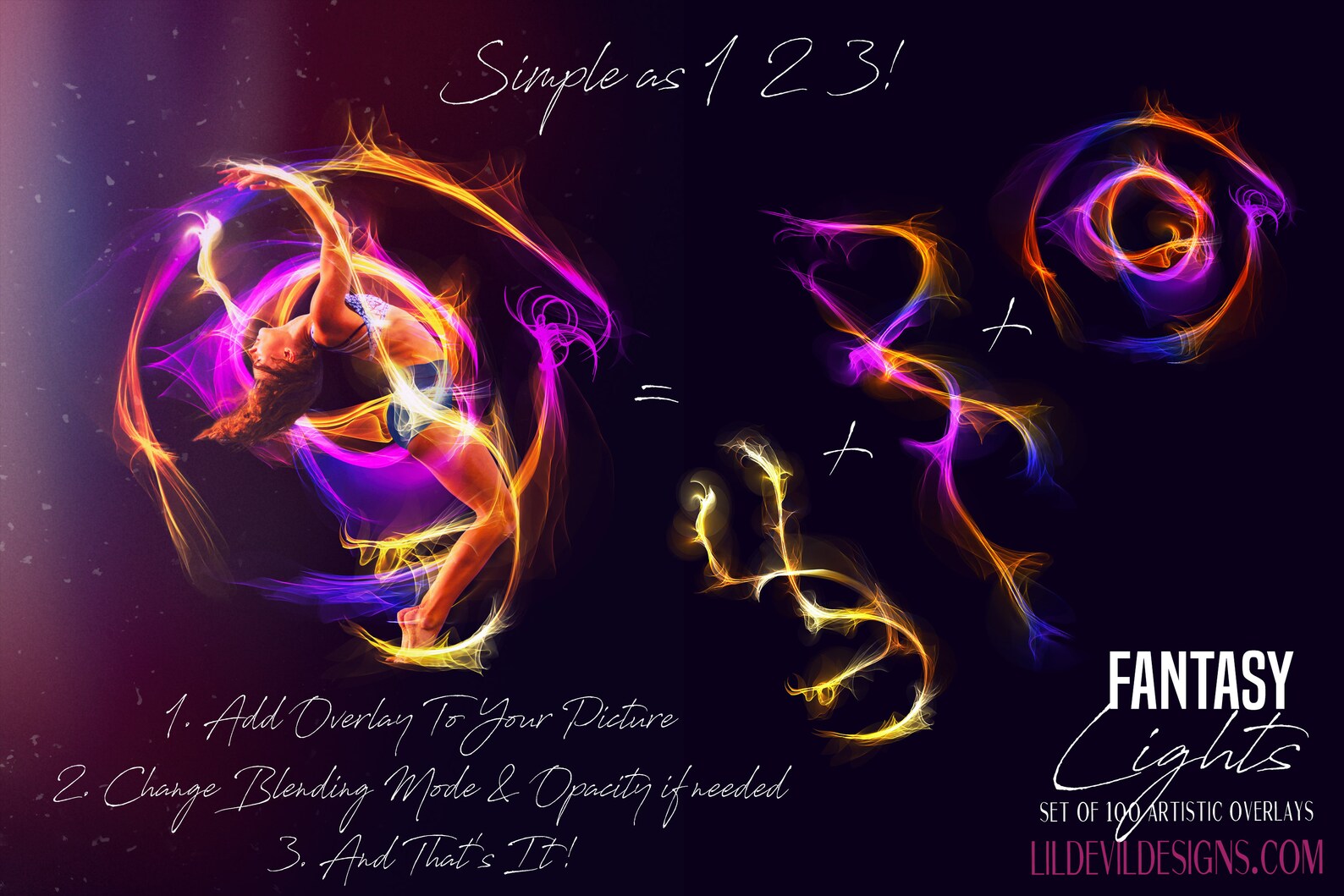 100 Fantasy Lights Overlays, Hi-res PNG Light Trails, Digital Overlays ...