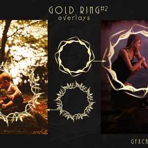 40 Gold Light Ring Overlays, Portrait Ring Frames, Transparent PNG ...