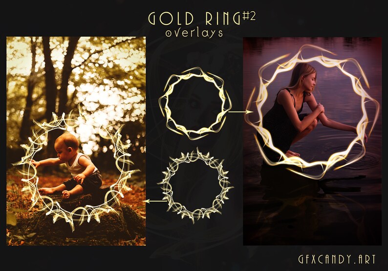 40 Gold Light Ring Overlays, Portrait Ring Frames, Transparent PNG ...