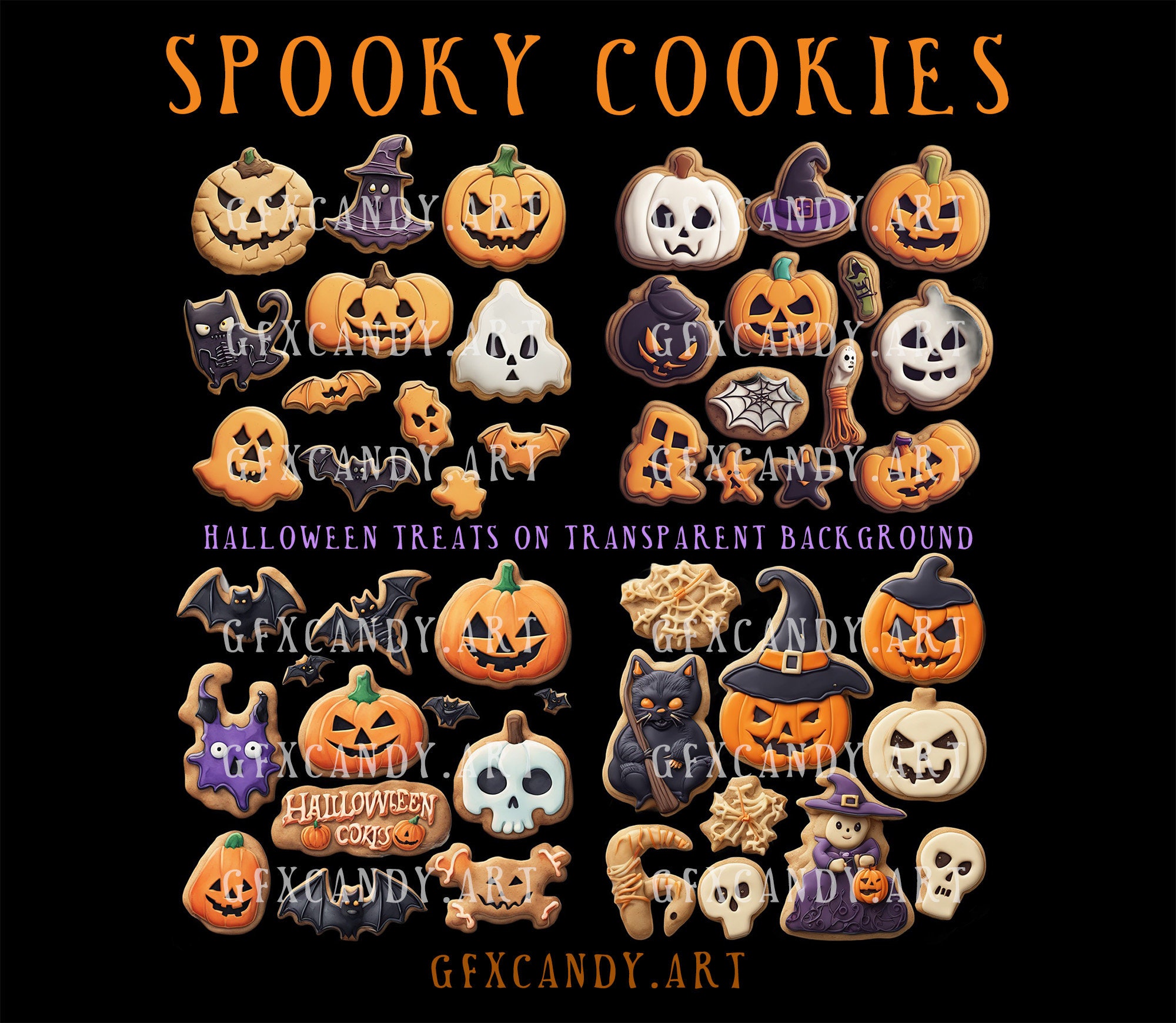 Spooky Cookies TRANSPARENT Png Overlays, Photoshop Overlays - Etsy
