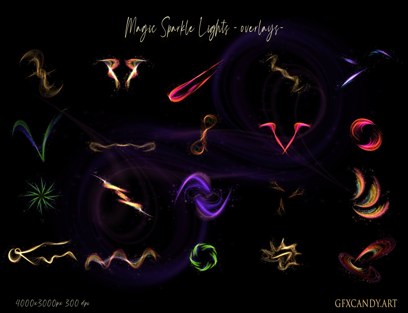 200 Magic Sparkle Light Overlays, PNG LIGHT EFFECTS, Magic Light ...
