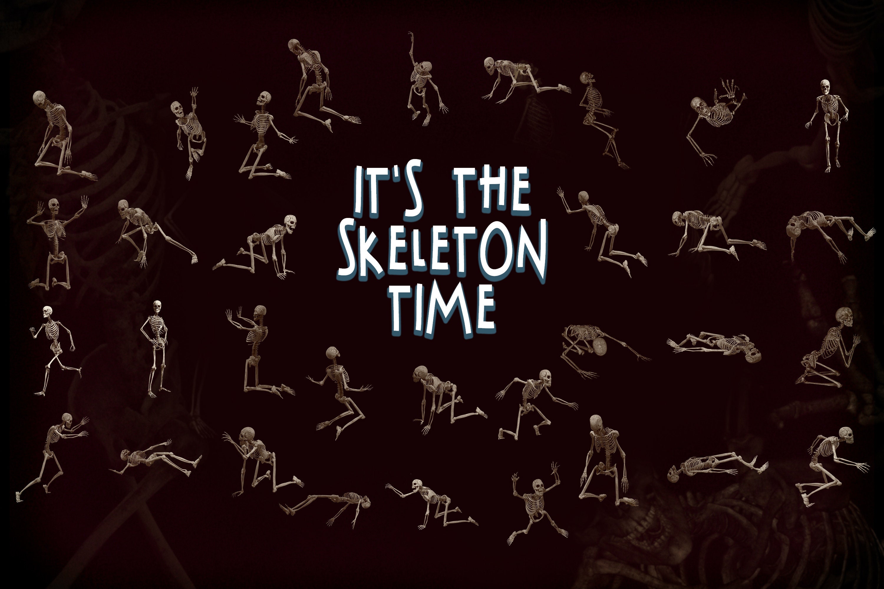SKELETON TIME Overlays, 33 Hi-res Skeleton Png Overlays, Skull and ...