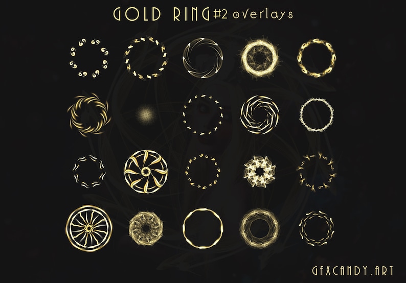 40 Gold Light Ring Overlays, Portrait Ring Frames, Transparent PNG ...