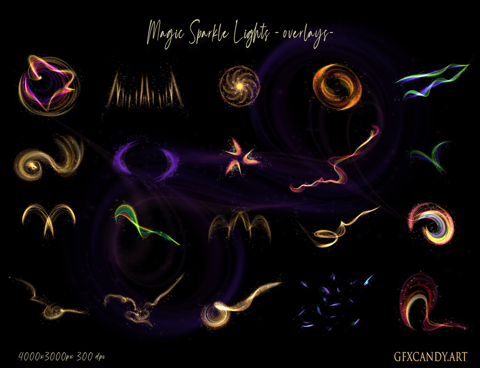 200 Magic Sparkle Light Overlays, PNG LIGHT EFFECTS, Magic Light ...
