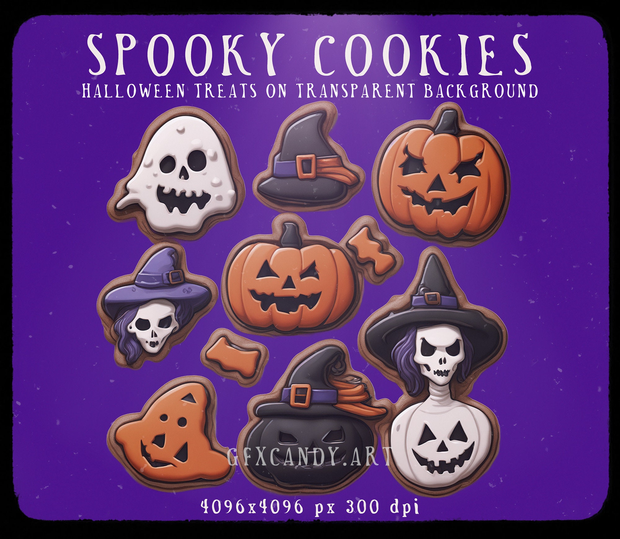Spooky Cookies TRANSPARENT Png Overlays, Photoshop Overlays - Etsy