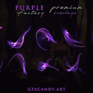 Magic Purple Light Overlays, Hand-drawn Photoshop Overlays, PURPLE ...