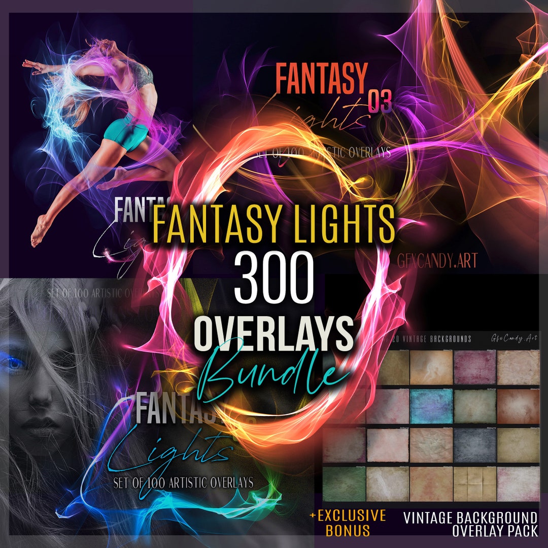 Photo Overlay Bundle 300 Enchanting Fantasy Light Overlays, High-res ...