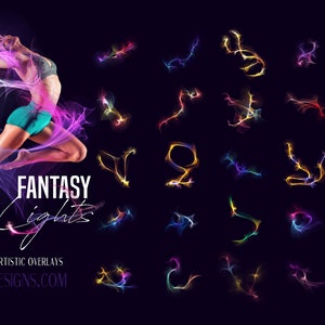 100 Fantasy Lights Overlays, Hi-res PNG Light Trails, Digital Overlays ...