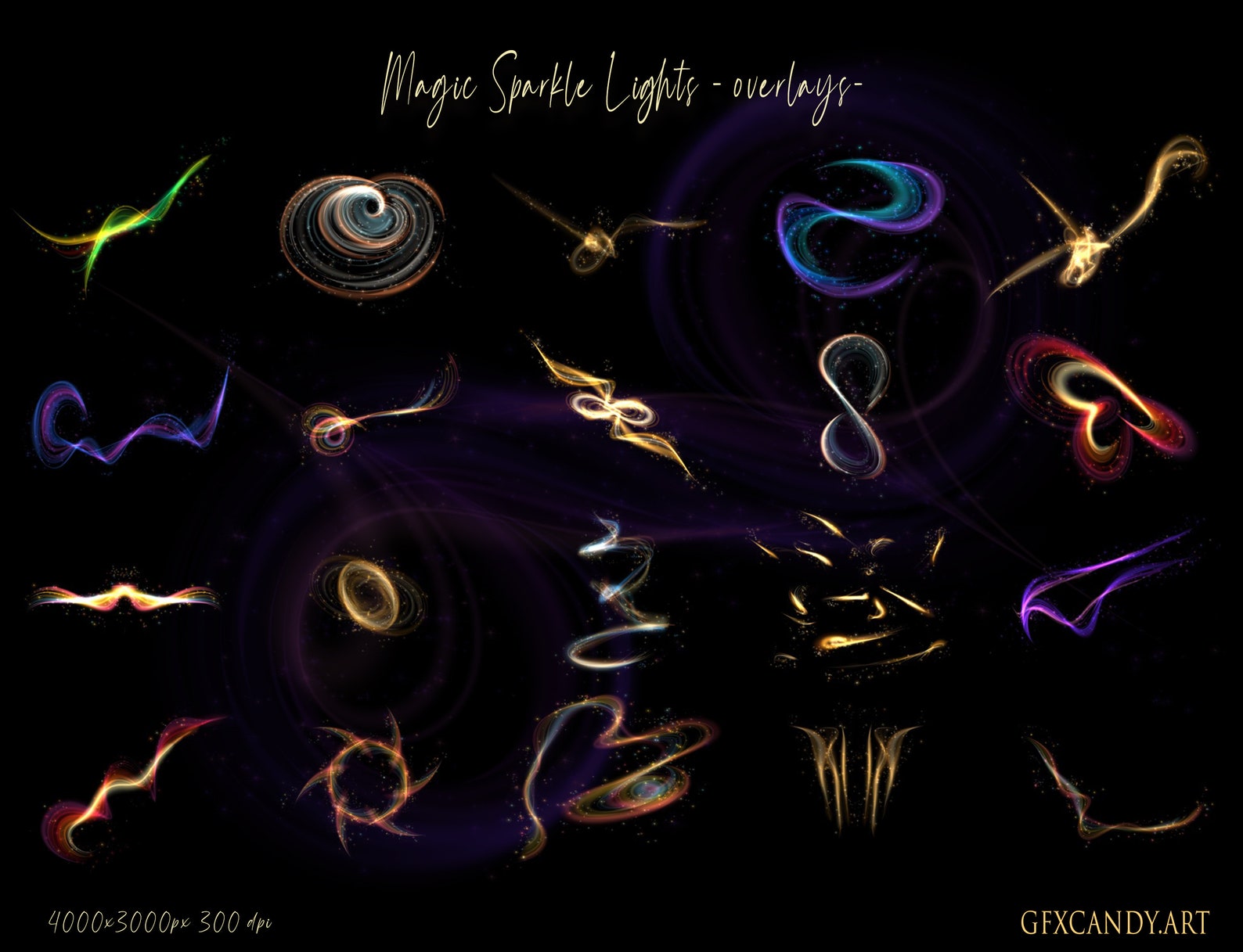 200 Magic Sparkle Light Overlays, PNG LIGHT EFFECTS, Magic Light ...