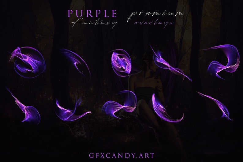 Magic Purple Light Overlays, Hand-drawn Photoshop Overlays, PURPLE ...