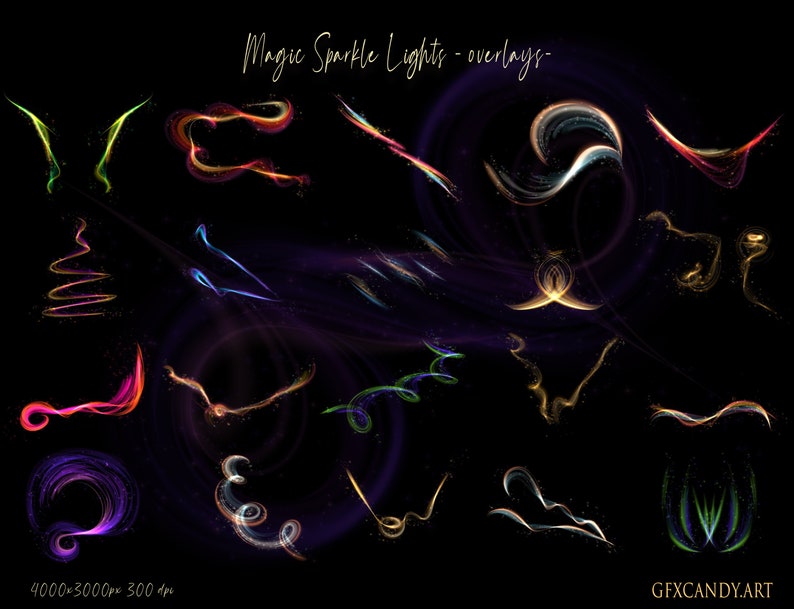 200 Magic Sparkle Light Overlays, PNG LIGHT EFFECTS, Magic Light ...