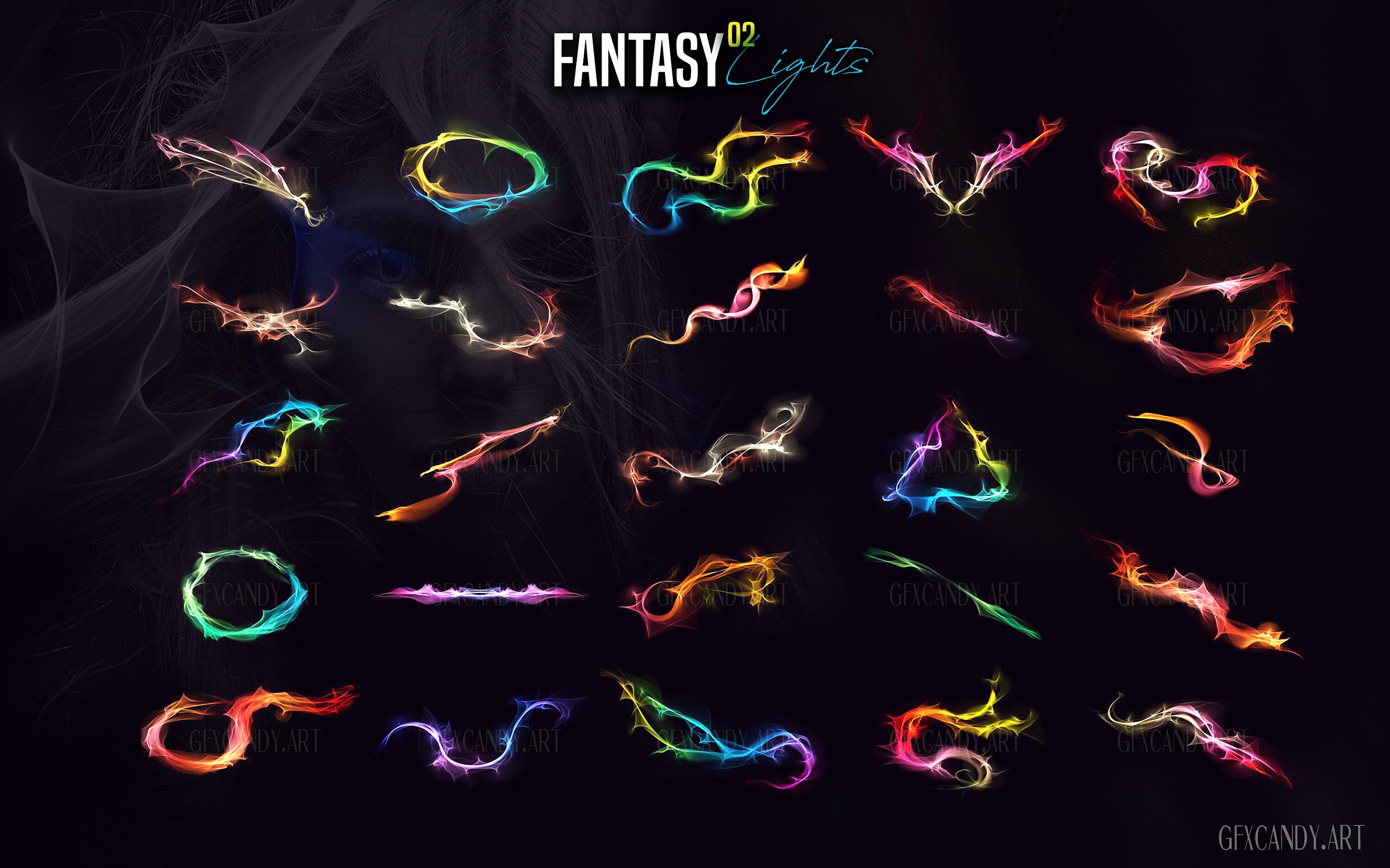 Fantasy Lights Overlays 02, Ignite Your Imagination! 100 Hi-res Hand ...