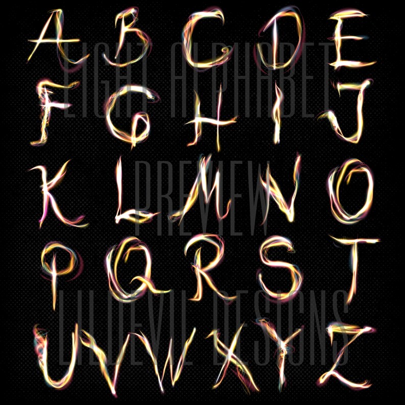 Alphabet Overlays, Sparkle With Magic Light, Unique Hand-drawn ...