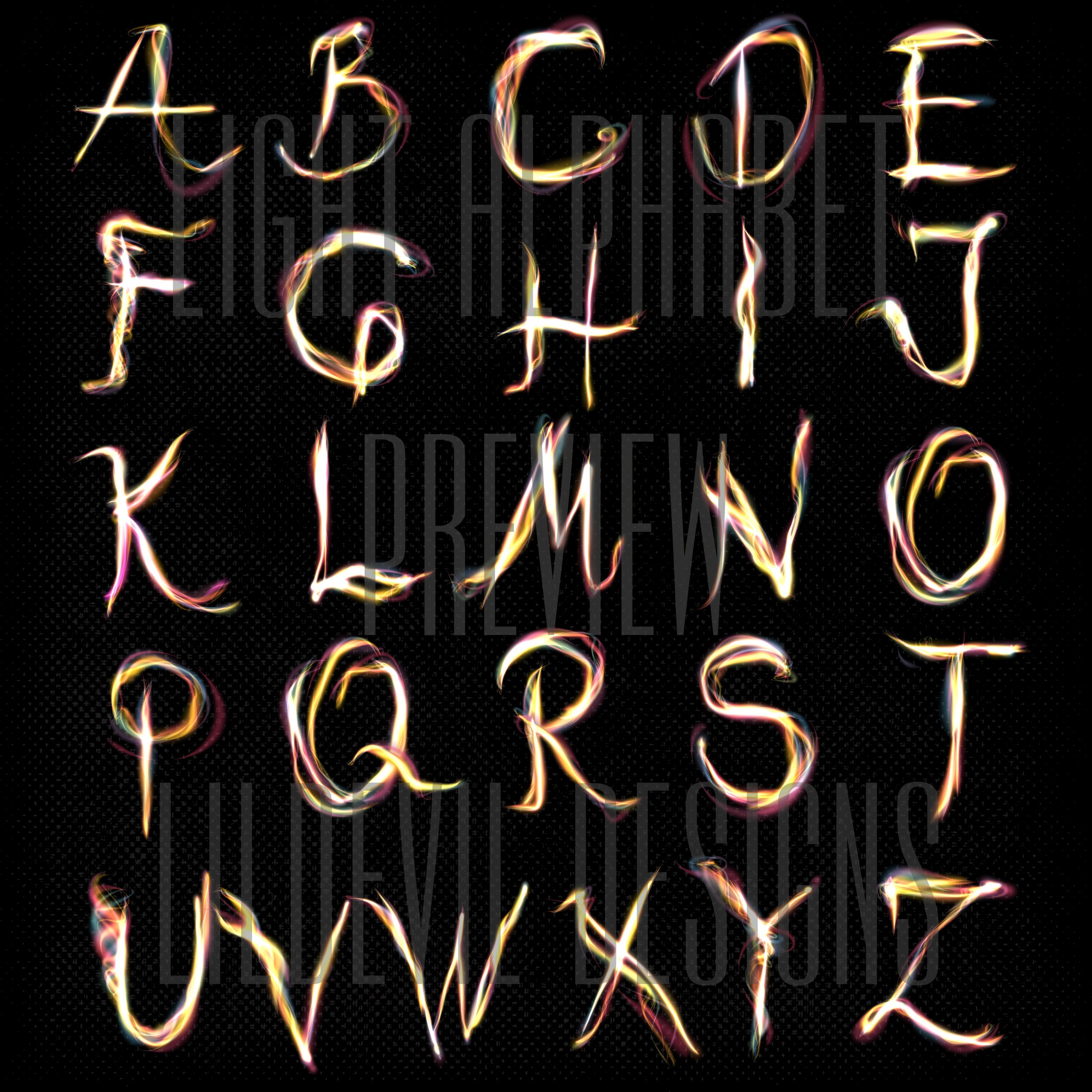 Alphabet Overlays, Sparkle With Magic Light, Unique Hand-drawn ...