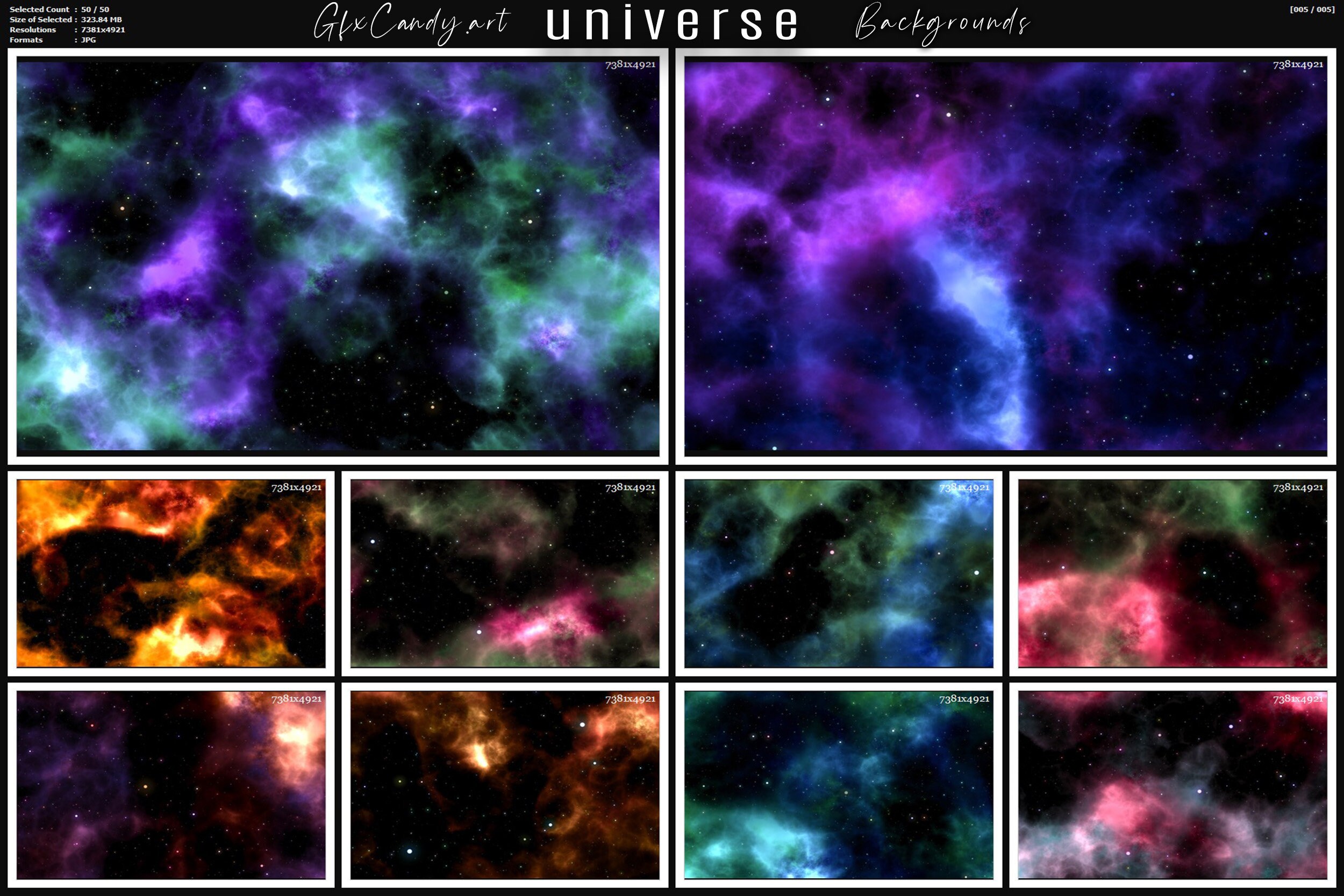 UNIVERSE, Digital Paper Background Pack, Set of 50 Designs of Deep ...