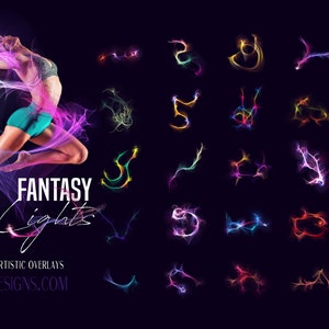 100 Fantasy Lights Overlays, Hi-res PNG Light Trails, Digital Overlays ...
