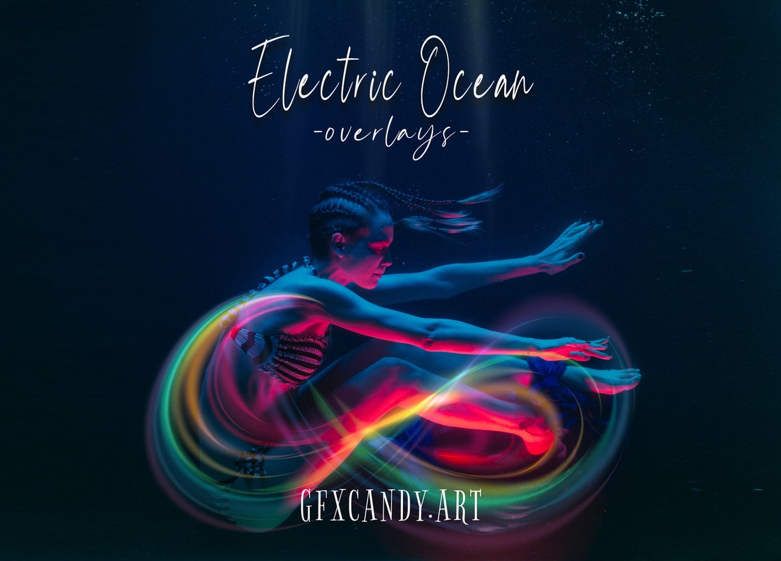 Electric Ocean Light Overlays, 100 Hi-res Hand-drawn Light Overlays ...
