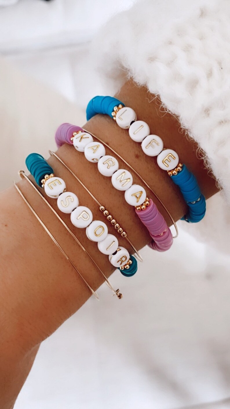 Bracelet personnalisable en perles Heishi bracelet lettre et - Etsy France