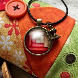Circular Log Cabin Quilt Block Necklace - Etsy