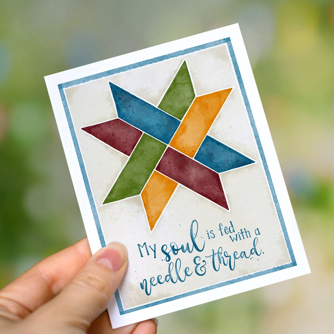 Woven Star Quilt Block Folded Notecard - Etsy