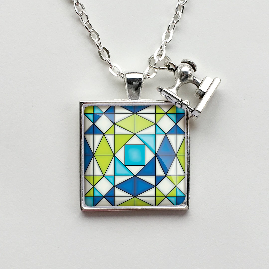 Square Storm at Sea Quilt Block Necklace - Etsy