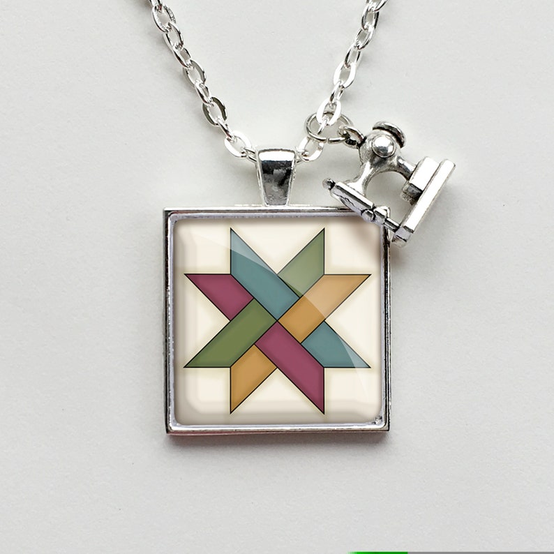 Square Woven Star Quilt Block Necklace | Etsy