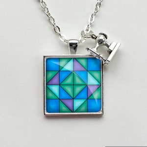 Square Pastel Diamond Quilt Block Necklace - Etsy