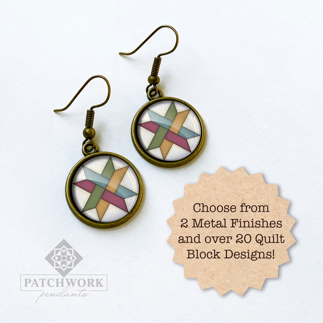 Circular Quilt Block Earrings - Etsy