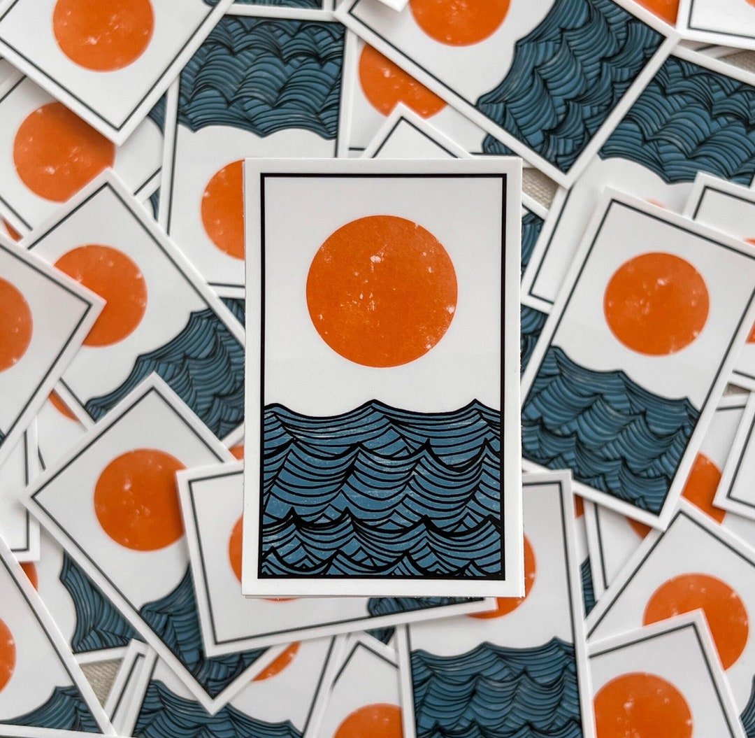 Illustrated Ocean Sunset Sticker - Etsy