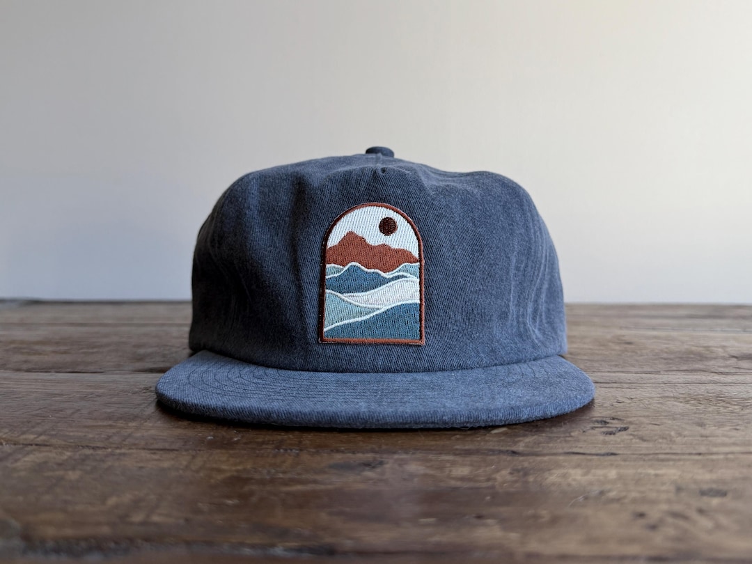 Mountains Embroidered Patch Hat - Unstructured 6-panel, Adjustable ...