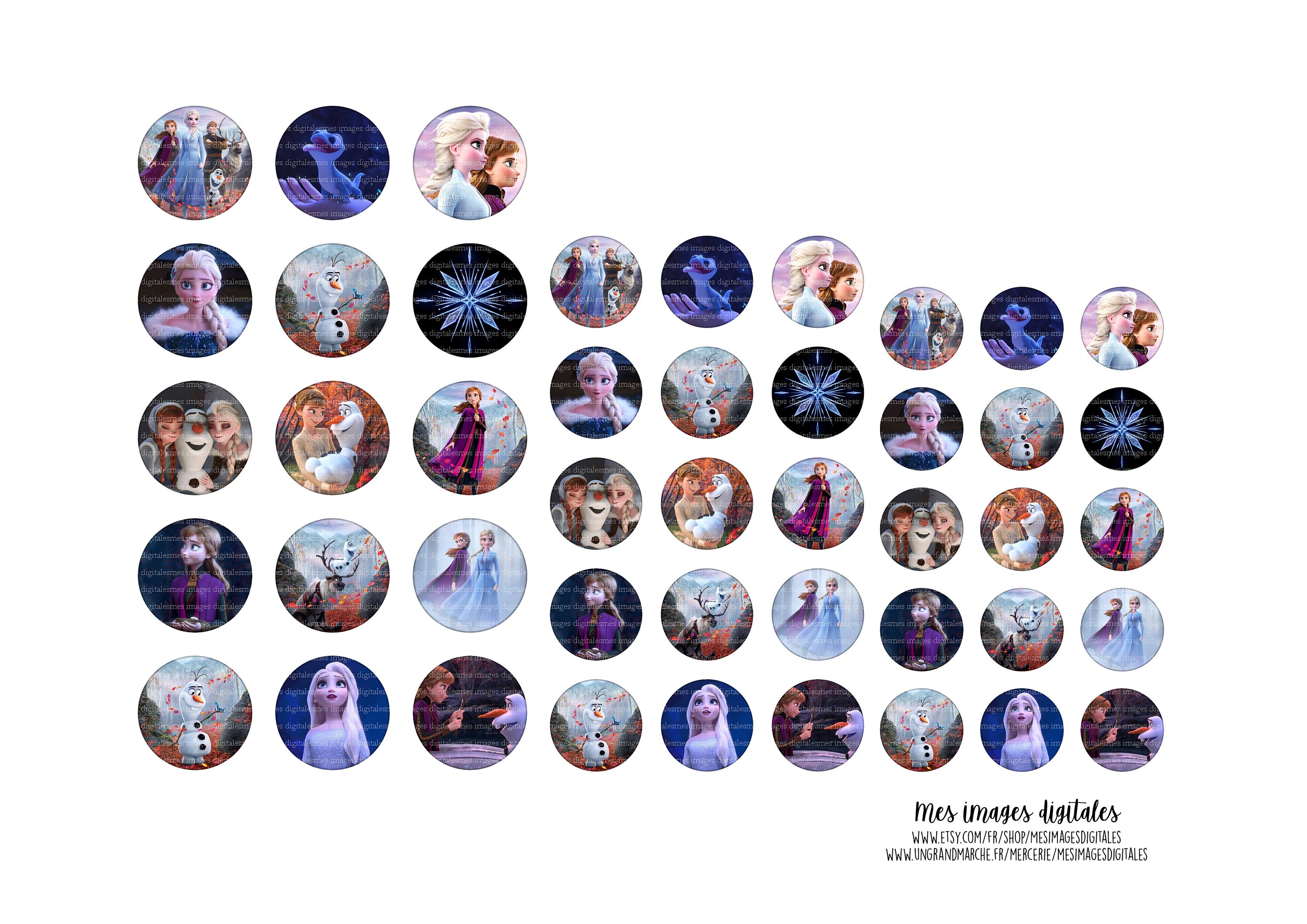 Printable Digital Collage Sheet Images "frozen, Elsa, Anna, Olaf ...
