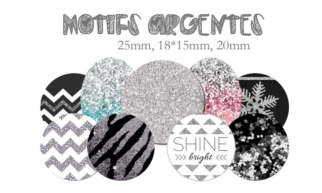 Printable Digital Collage Sheet Images "silver, Glitter, Stars, Shiny ...
