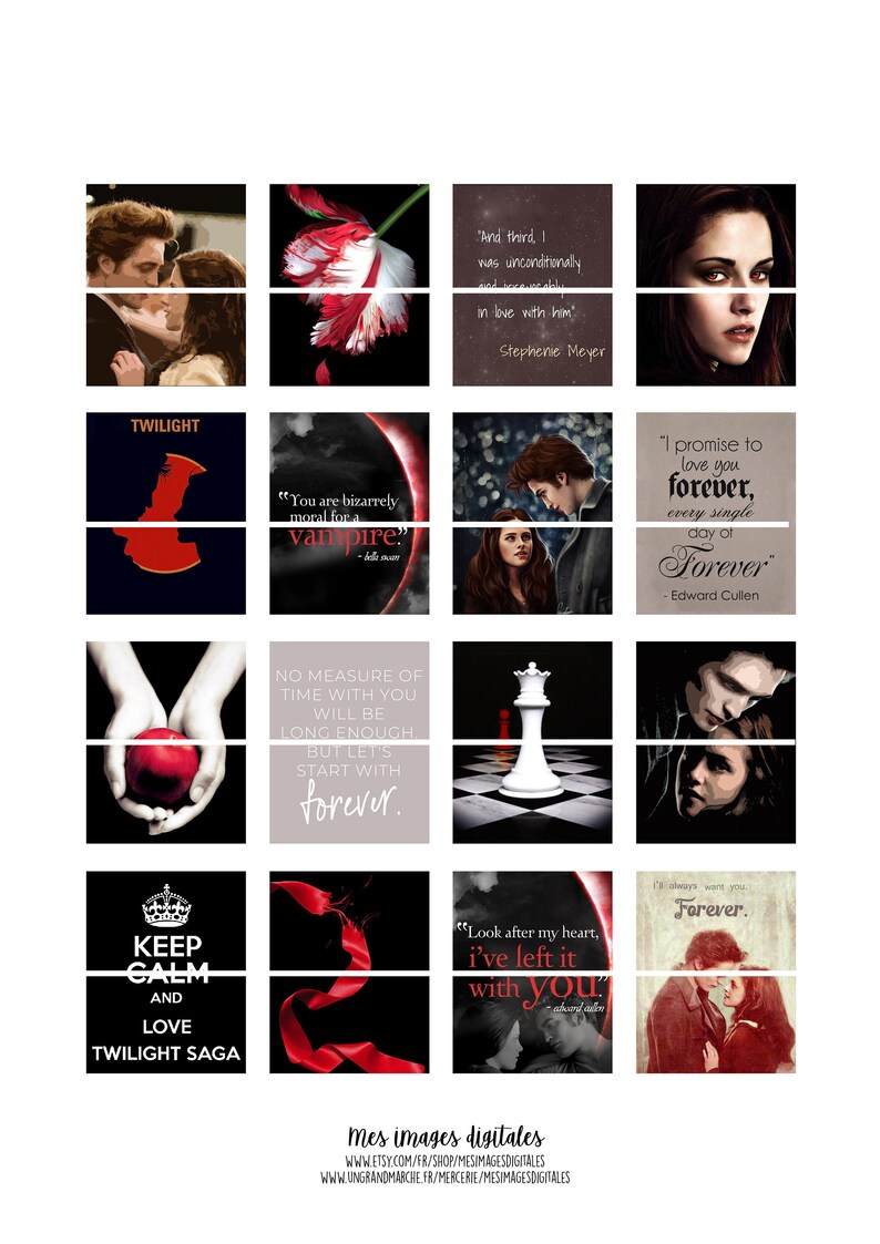 Printable Stickers twilight Saga Edward Bella - Etsy