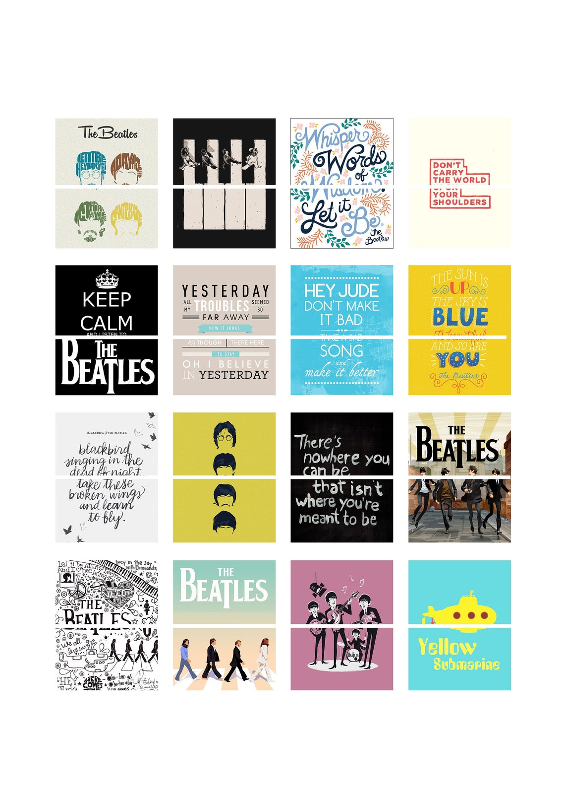 Printable Stickers "the Beatles, Quote, Lyric, Let It Be, Yesterday ...