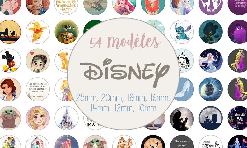 Planche de 54 images cabochons / digitales "Walt Disney" taille au ...