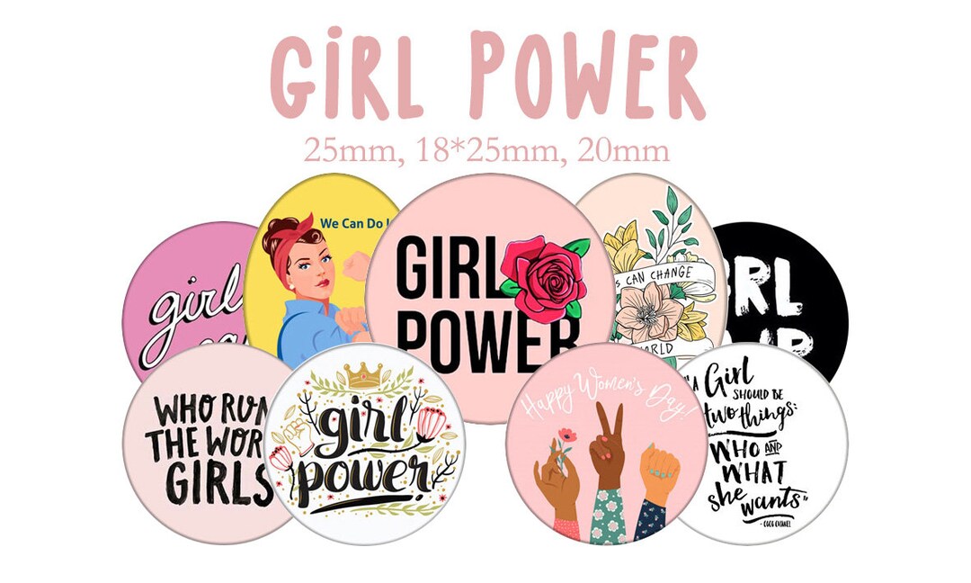 Printable Digital Collage Sheet Images "girl Power, Feminist"- Instant ...