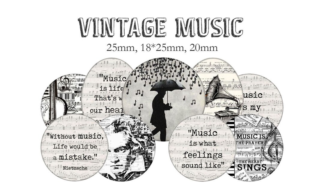 Printable Digital Collage Sheet Images "vintage Music, Quotes, Mozart ...